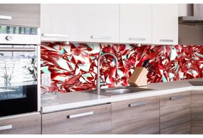 DIMEX | Fototapeta do kuchyně Červený krystal KI-260-071 | 260 x 60 cm | červená, bílá