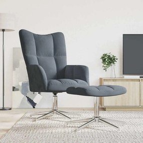 Relaxační křeslo se stoličkou tmavě šedé samet 328129