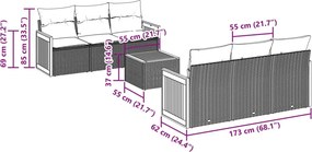 7dílná zahradní sedací souprava s poduškami béžová polyratan 3227472