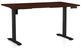Výškově nastavitelný stůl OfficeTech B, 140 x 80 cm, černá podnož, wenge