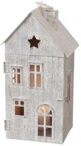 Lucerna kovová Domek 21 cm šedá