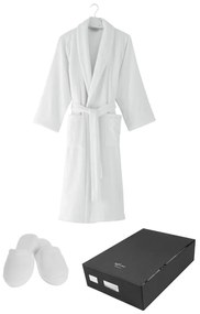 Unisex župan MICRO COTTON v dárkovém balení + papuče Bílá L + papučky (42/44) + dárkové balení