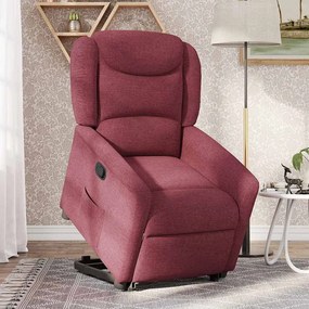 Zvedací polohovací křeslo vínové textil 3303197