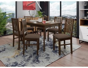 Rozkládací jídelní stůl se 6 židlemi AL15, Barva dřeva: bílá-L, Potah: 25x - Paros 2