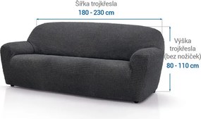 Super strečové potahy  RUBINIA antracitová trojkřeslo (š. 180 - 230 cm)
