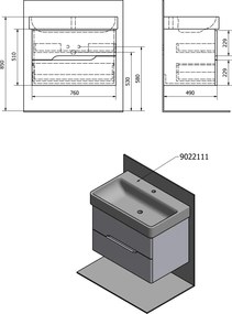 Sapho MEDIENA umyvadlová skříňka 77x50,5x49cm, bílá mat/bílá mat MD080
