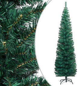 Úzký umělý vánoční stromek se stojanem zelený 240 cm PVC,  320952 HangarStore.cz