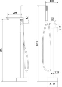 Mexen Leda, volně stojící vanová baterie, zlatá lesklá, 75633-50