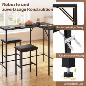 Costway Barový stolní set s 2 barovými židlemi, barový stůl s integrovanou
