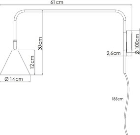 Nástěnné svítidlo Nox, 1x černé kovové stínítko, vypínač