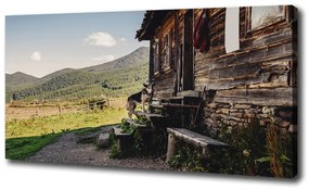Wallmuralia Foto obraz na plátně do obýváku Dřevěný dům hory 100x50
