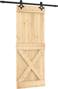 vidaXL Posuvné dveře s kováním 80 x 210 cm masivní borové dřevo [3203133]