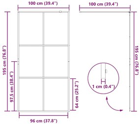 vidaXL Marketos Zástěna do průchozí sprchy čiré ESG sklo 100 x 195 cm černá