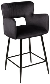 Sada 2 sametových barových židlí černé SANILAC Beliani