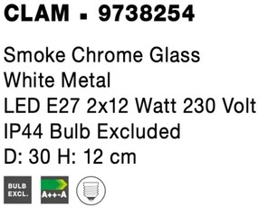 Designové stropní svítidlo Clam 30 chrom