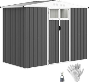 Kovová zahradní kůlna Outsunny 2,7 m² 246 x 117 x 180 cm Skladovací kůlna s oknem, 4 ventilačními otvory a zámkovými dveřmi, venkovní ocelová zahradn…