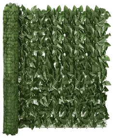 vidaXL Balkónová zástěna s tmavě zelenými listy 600 x 100 cm