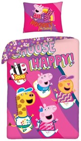 HALANTEX Povlečení Peppa Pig happy Bavlna, 140/200, 70/90 cm