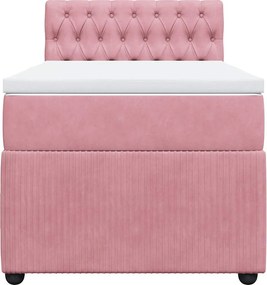 Box spring postel s matrací růžová 90x200 cm samet 3289949