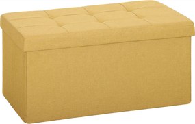 HOMCOM Úložný taburet, skládací úložná lavice 84 L 76x38x38 cm, potah ze syntetického lnu, žlutá