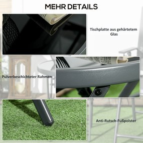 Klappbarer Beistelltisch, Outdoor-Klapptisch, mit Tischplatte aus gehärtetem Glas, für Terrasse, 45 x 45 x 50 cm Schwarz