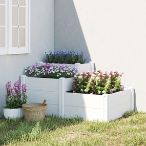 Outsunny Vyvýšený záhon 3-stupňový stohovatelný zahradní záhon s otevřenou základnou, modulární bylinkový záhon DIY montážní plast