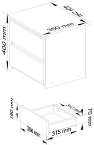 Noční stolek Cleania CL2 (bílá + wenge). 1069511