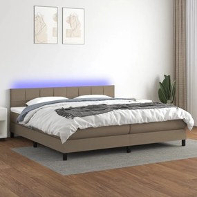 Box spring postel s matrací a LED taupe 200x200 cm textil