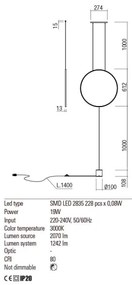 Redo 01-2197 - LED Stojací lampa SLICK LED/19W/230V černá