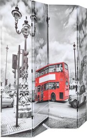 Skládací paraván 160 x 170 cm Londýnský autobus černobílý 245874