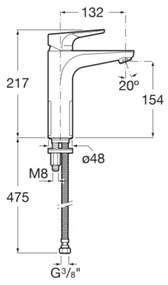 Roca A5A3D90C00 - Umyvadlová baterie ATLAS 21,7 cm lesklý chrom