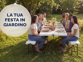 Pivní set se stolem a lavicemi 3dílný plast bílý 183cm