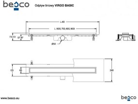 BESCO Odtokový žlab VIRGO BASIC DUO Rozměr A - 70 cm ZLOL70VB