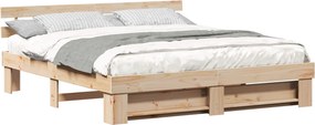 Rám postele s čelo Hnědá 200 x 200 cm Masivní borové dřevo 3385670
