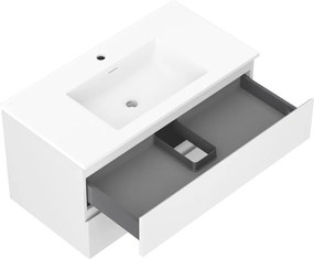 Mexen Orio, koupelnová skříňka 90 cm s umyvadlem Otis, 2 zásuvky, bílá matná, 91A10-09047-2-BFF01-W18M01
