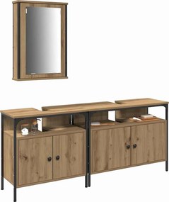 Koupelnové umyvadlové jednotky 3 ks Hnědá 80 x 30 x 60 cm 3334392