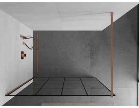 Mexen Kioto, sprchová zástěna Walk-In 160 x 200 cm, 8mm čiré sklo černý vzor, ​​měděný matný profil, 800-160-101-65-77