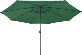 Zahradní slunečník s LED osvětlením 400 cm zelený 312531