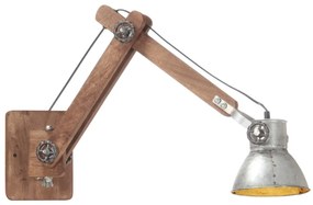 Nástěnná lampa industriální styl stříbrná kulatá E27 320575