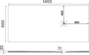 Gelco MITIA 140 x 90 x 3 cm PMS14090 sprchová vanička šedá profilovaná