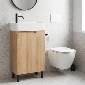 Rea Astra, umyvadlová skříňka 430x260x825 mm s keramickým umyvadlem, hnědá/bílá, REA-M0404