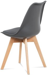 Jídelní židle Autronic CT-752 GREY – plast / PU kůže / masiv buk