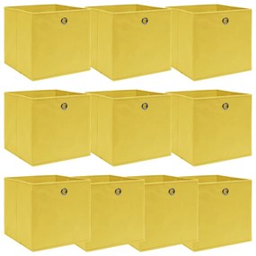 Úložné boxy 10 ks žluté 32 x 32 x 32 cm textil 288367