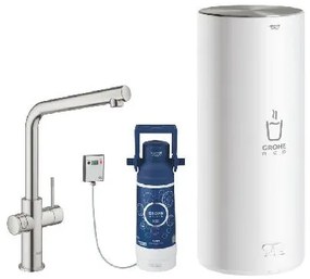 Grohe Red - Dřezová baterie Duo s ohřevem vody a filtrací, zásobník L, supersteel 30325DC1