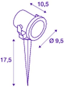 SLV 229740 Nautilus Spike 10, venkovní reflektor s trnem a vidlicí do zásuvky, 1x11W GU10, nerez, délka 10,5cm, IP55