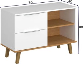 Komoda 2s/90 bílá / dub kamenný Neptun