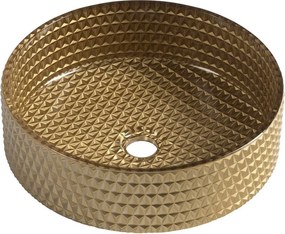 Sapho Beauty - Umyvadlo na desku, průměr 40 cm, bez přepadu, zlatá/sklo TY214Z