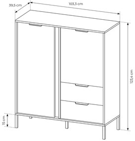 LARS a | komoda 2D2S | 123,4 cm | antracit