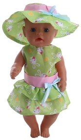 Šatičky s kloboučkem pro American girl a Baby Born 43-45 cm Varianty: Zelené s králíčky