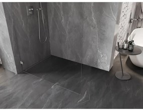 Mexen Lunar L sprchová stěna levá 80 x 200 cm, 8mm čiré sklo, broušená ocel, 830L-080-000-97-00-L